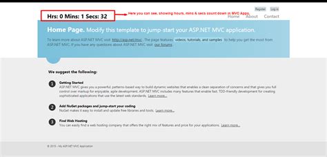 count down timer jquery timer countdown in mvc application core