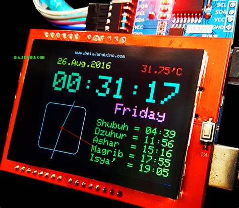digital clock prayer times thermometer dengan ds3231 dan lcd tft 2 4