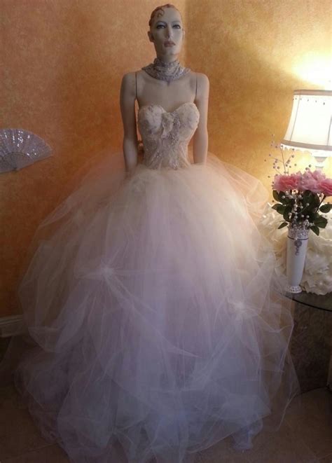 Ivory Goddess Wedding Ball Gown With Beaded Sheer Corset Tulle Skirt
