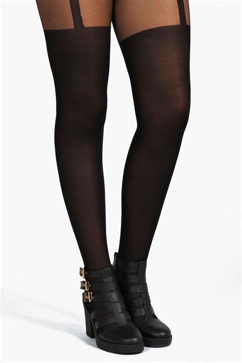 Plus Mock Suspender Tights Boohoo