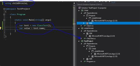 c why is possible to import namespace from sub reference in
