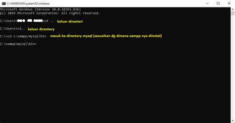 cara membuat dan import database sql menggunakan command line cli