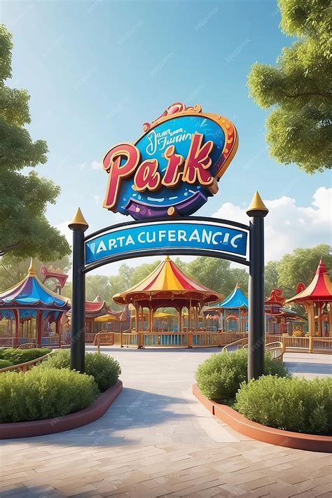 Mockup De La Señalización De Entrada Del Parque Temático Con Espacio
