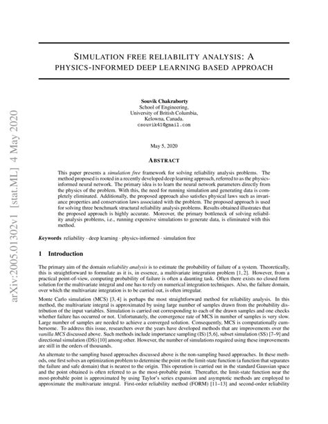 Simulation Free Reliability Analysis A Physics Informed Deep Learning