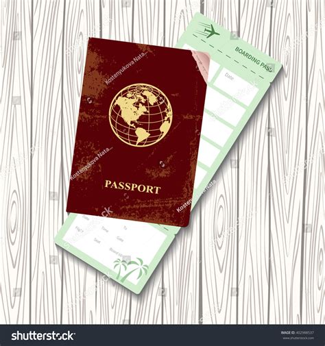 Passport Boarding Pass Airplane Ticket Identification Stock