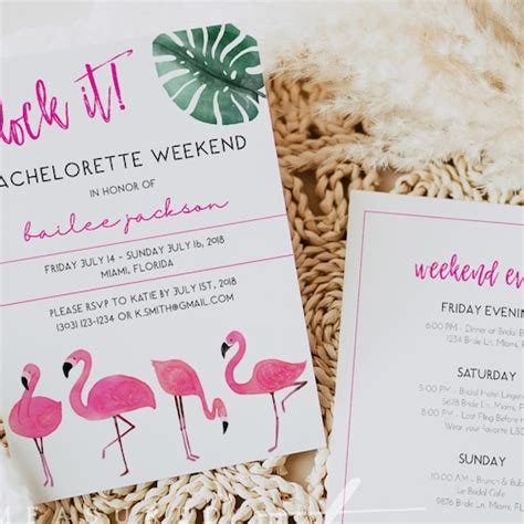 Flamingo Bachelorette Invitation Template Flamingle Etsy