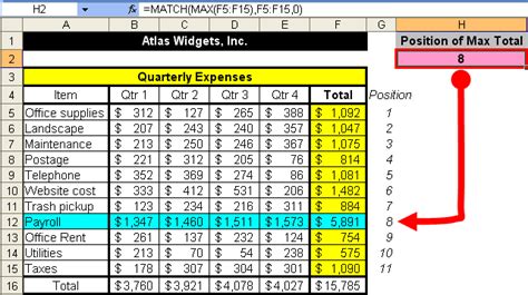 tom s tutorials for excel finding the relative position of an item in