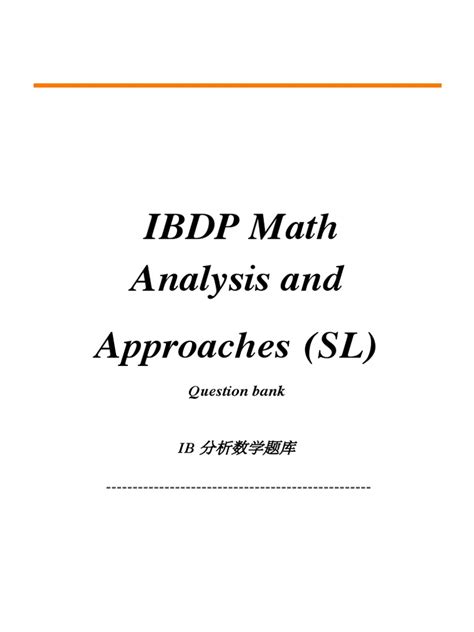 Ib Math Analysis And Approaches Sl Question Booklet Pdf