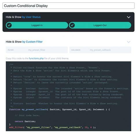 write your own rules with custom filters examples hide and show pro