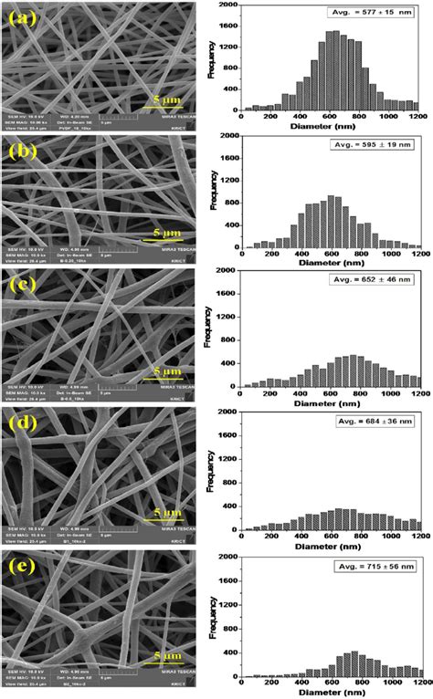 Fe Sem Surface Morphology And Corresponding Fiber Diameter Distribution