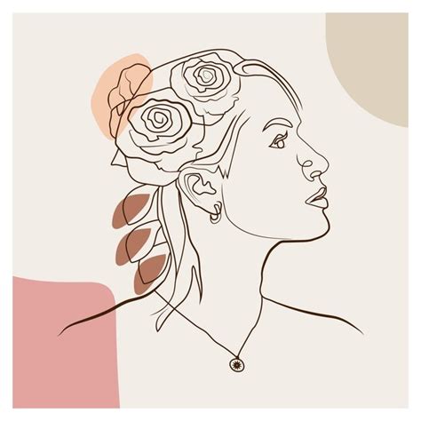 Premium Vector Abstract Poster With Minimal Woman Faceone Line