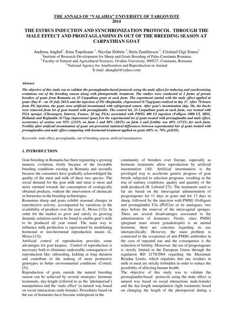 Pdf The Estrus Induction And Synchronization Protocol Through The