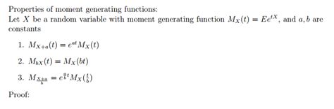 Solved Properties Of Moment Generating Functions Let X Be