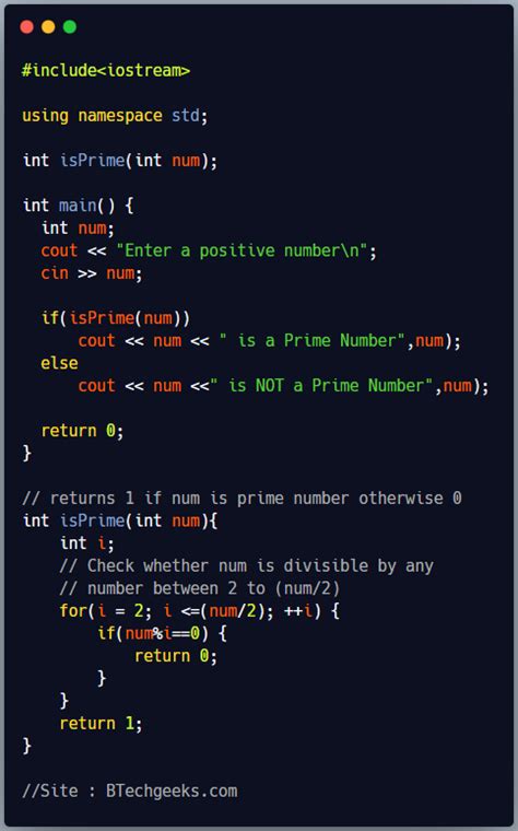 c program to check prime number using user defined function btech geeks