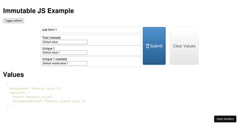 redux form immutable js example codesandbox