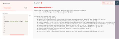 error unexpected token { questions n8n