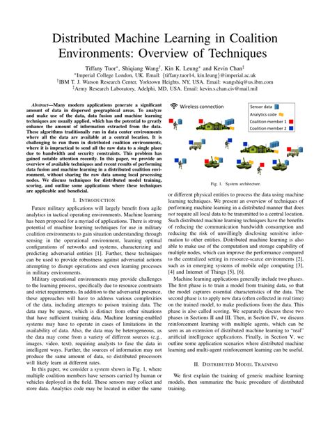 pdf distributed machine learning in coalition environments overview