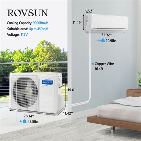 Rovsun 9 000 Btu Mini Split Ac Heating System With Inverter 19seer