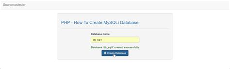 php how to create mysqli database free source code