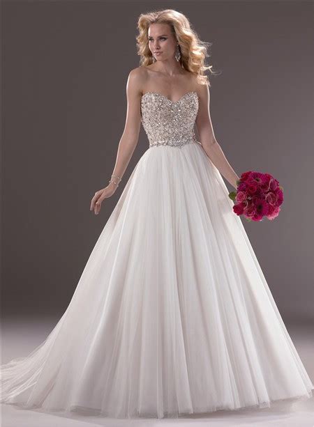 Fairytale Ball Gown Sweetheart Tulle Wedding Dress With Sparkle