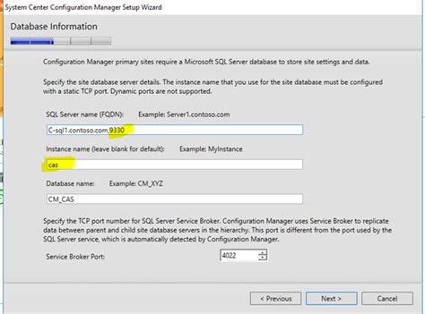 sccm setup with multi instances of sql using different static port