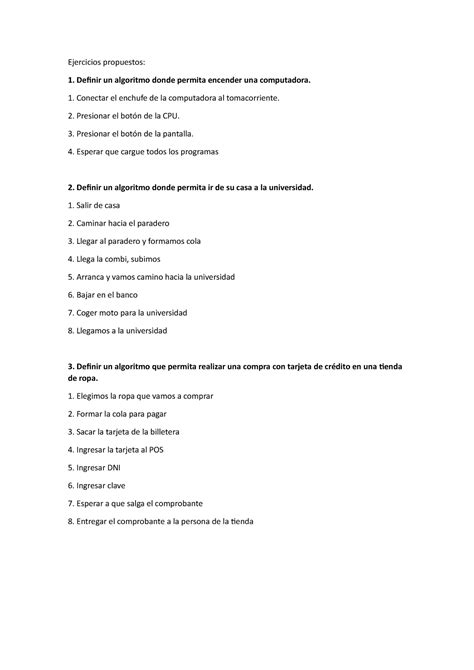 Ejercicios Propuestos Algoritmos Ejercicios Propuestos Definir Un