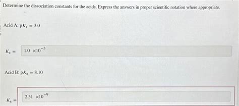 Solved Determine The Dissociation Constants For The Acids