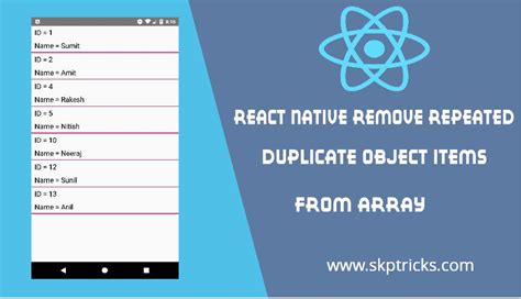 react native remove repeated duplicate object items from array skptricks