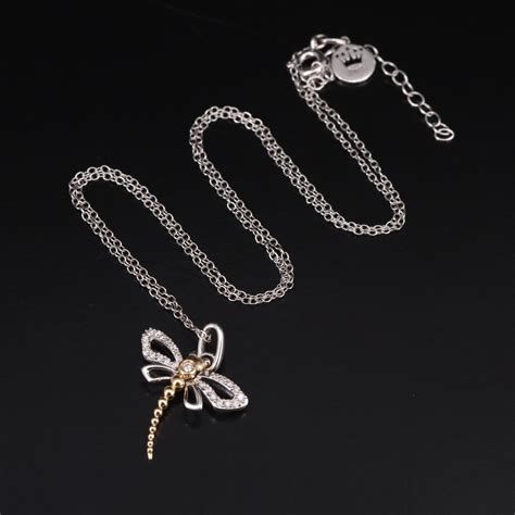Hallmark Sterling Diamond Dragonfly Pendant Necklace With 14k Accent Ebth