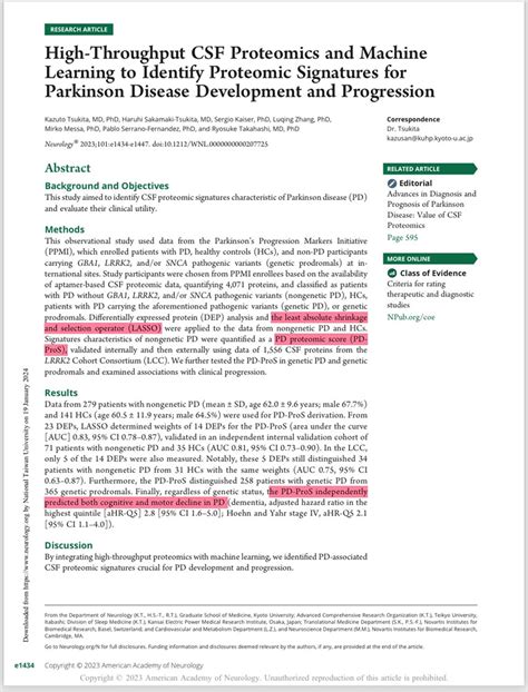 High Throughput Csf Proteomics And Machine Learning To Identify