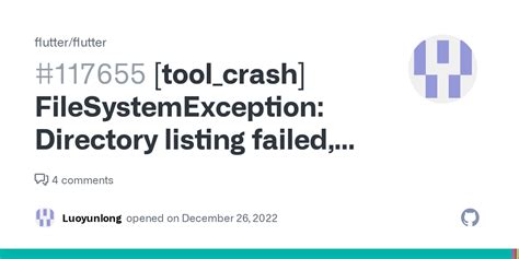 [tool crash] filesystemexception directory listing failed os error
