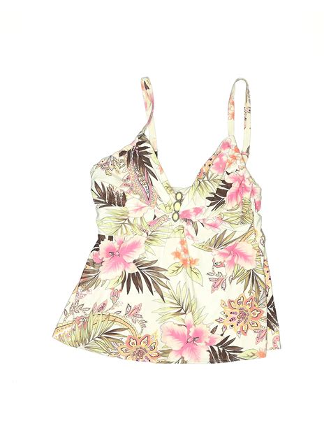 Coco Reef Floral Tropical Multi Color Ivory Swimsuit Top Size Med 34d