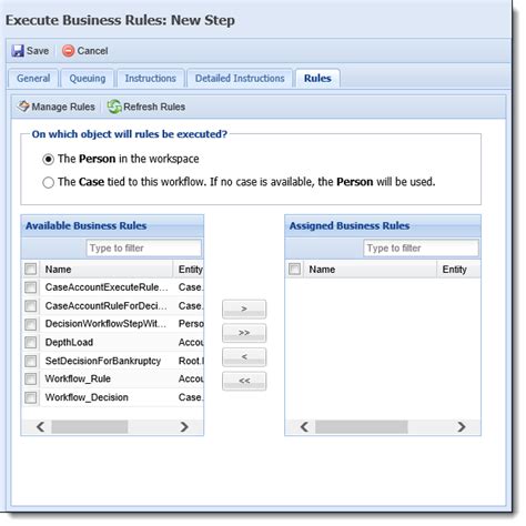 execute business rules workflow step