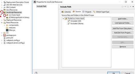 how to show javascript files in the javascript resources on eclipse