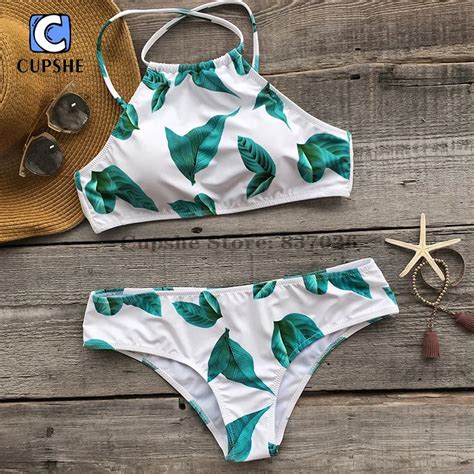 Cupshe Learn To Fly Leaves Bikini Set Women Summer Sexy Swimsuit Ladies