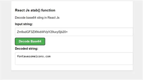 react js encode decode base64 string javascript example