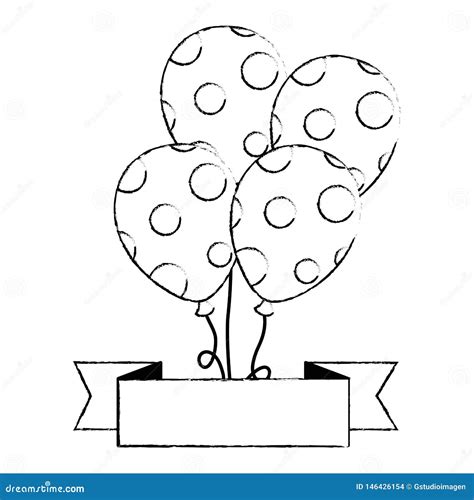 Balloons Helium Floating With Ribbon Stock Illustration Illustration