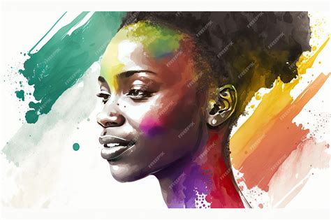 Premium Photo Abstract Watercolor Portrait Of Joyful African Lesbian