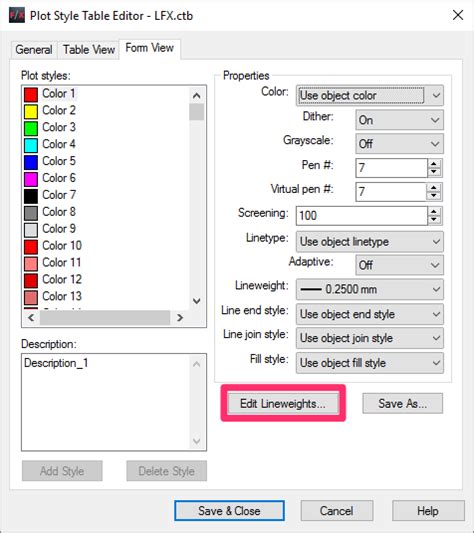 convert lineweight based plot styles to color based ctb plot styles images