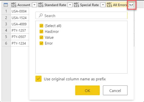 control de errores power query microsoft learn