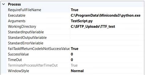 problem using ssis execute process task to run python script which