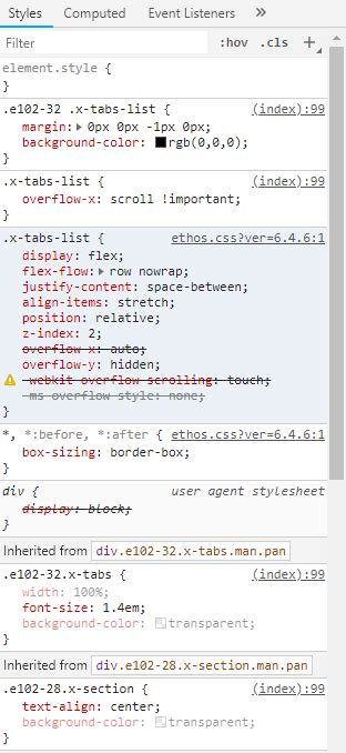 forcing overflow x scroll bar to remain visible support themeco forum