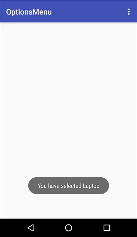 android program to implement options menu codedost