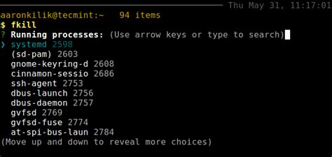 fkill interactively kill processes in linux
