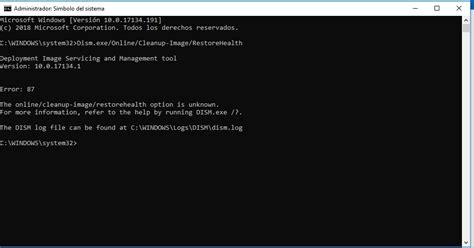 windows 10 error 87 al ejecutar comando dism exe online microsoft