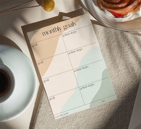 Monthly Goal Planner Printable Schedule Instant Goal Planner