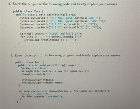 solved 2 show the output of the following code and briefly