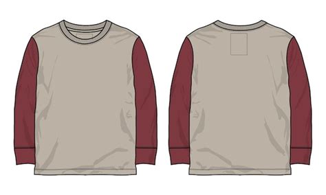 Premium Vector Two Tone Khaki And Red Color Long Sleeve T Shirt