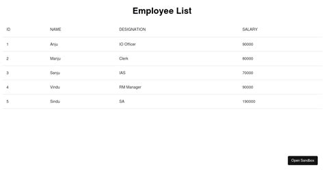 reuseable table component in react codesandbox