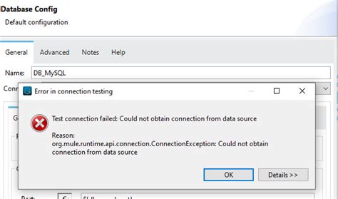 mulesoft training database connectivity issue its unable to connect